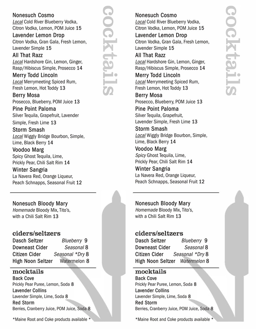 Beer, Wine & Cocktails, Cocktail Bar | Scarborough, ME | Nonesuch River ...